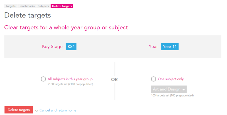 Target setting – delete targets - FFT Help Centre