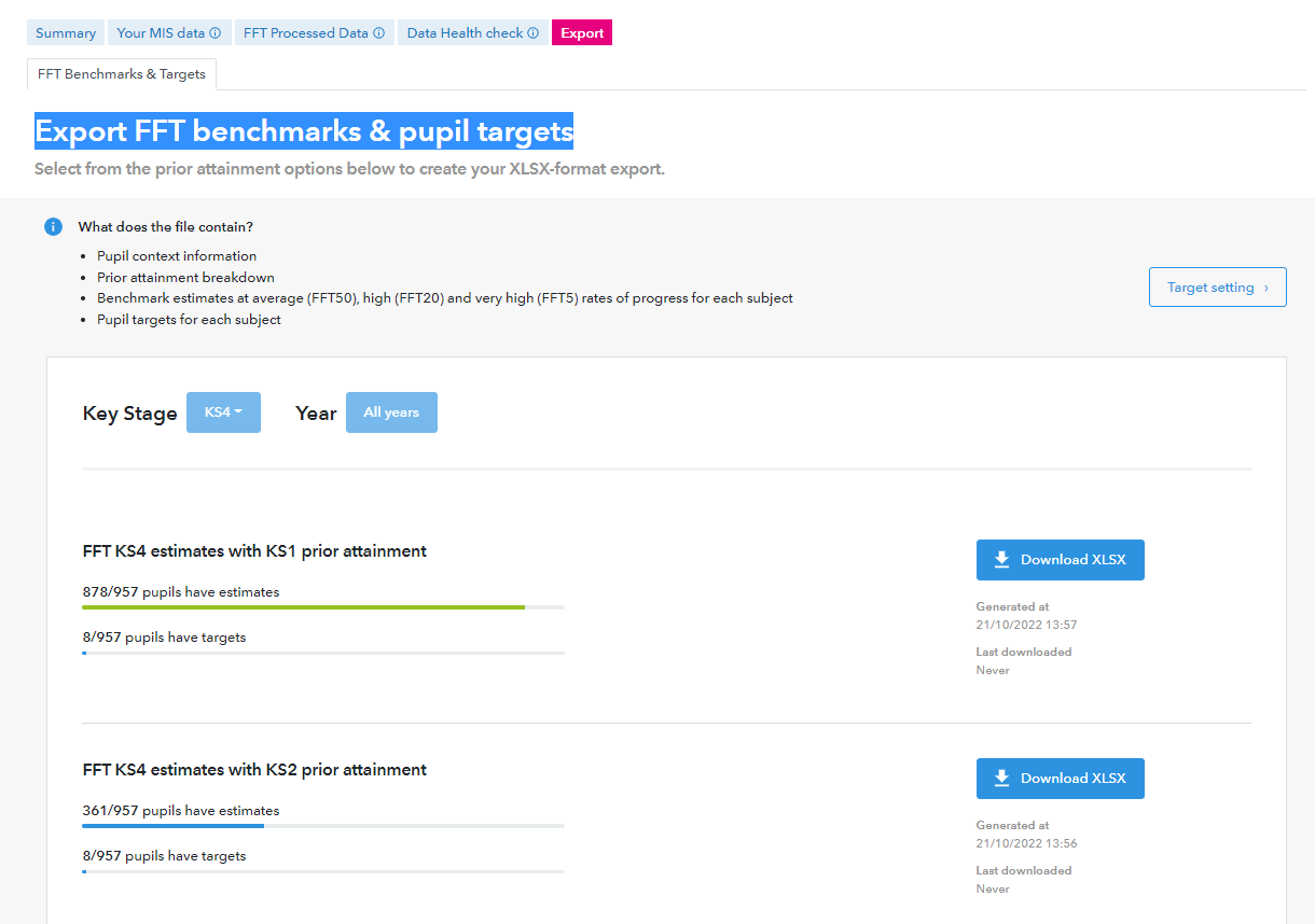 2022 Aspire - Export FFT benchmarks & pupil targets - FFT Help Centre